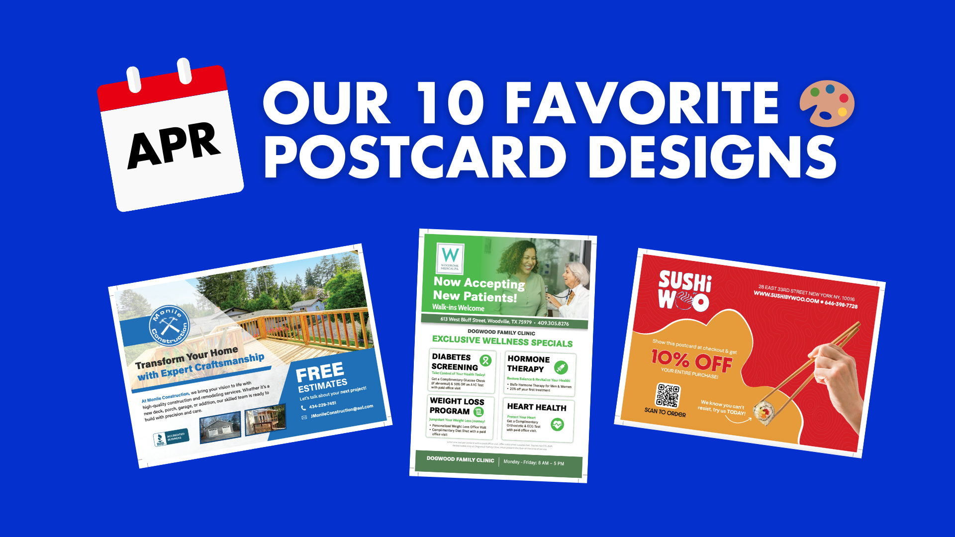 Our 10 Top Postcard Designs from April